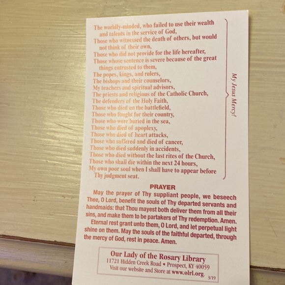 Other | New Stack Of Litany For The Poor Souls In Purgatory Cards ...